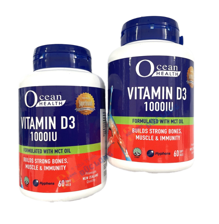 Ocean Health Vitamin D3 1000 IU – Thực phẩm hỗ trợ tăng cường hấp thu canxi